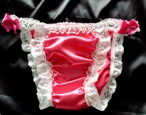 Coral Satin Cream Lacey Sissy Panties Knickers For Men Cd Tv Sexy Cd Tv