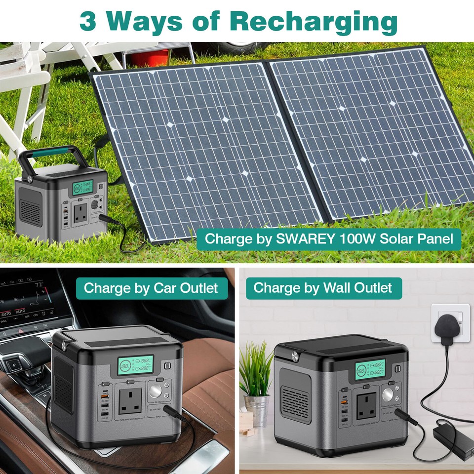 SWAREY S500 518Wh Portable Power Station Solar Generator Backup ...