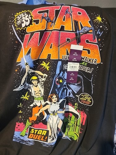 Star Wars Duel Men's T-Shirt 2XL Black Luke Skywalker vs Darth Vader ...