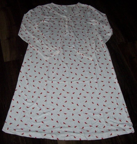 NWT Carole Hochman Ivory/RED CARDINAL BIRDS Brushed Stretch Knit ...