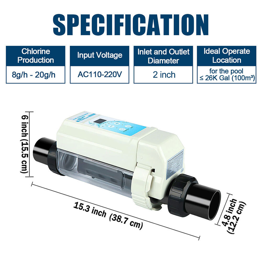 Complete Salt Water Pool Chlorine Generator System for 55000 Gallon ...