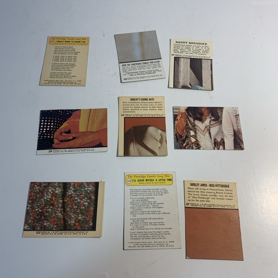 1971 TOPPS Partridge Family Trading Cards (LOT of 9) Columbia Pictures ...