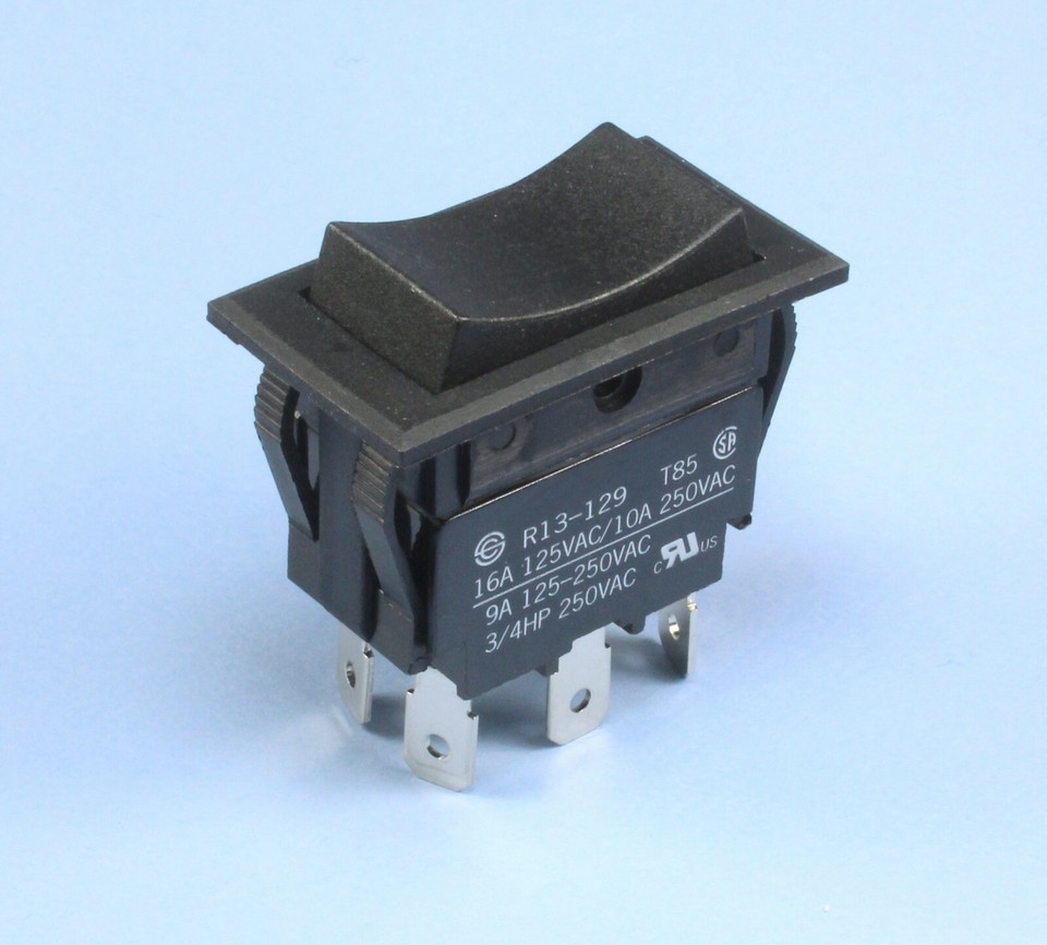 SCI Rocker Switch 6-Pins 16A/125VAC 10A/250VAC, 3 Position, ON/OFF/ON ...