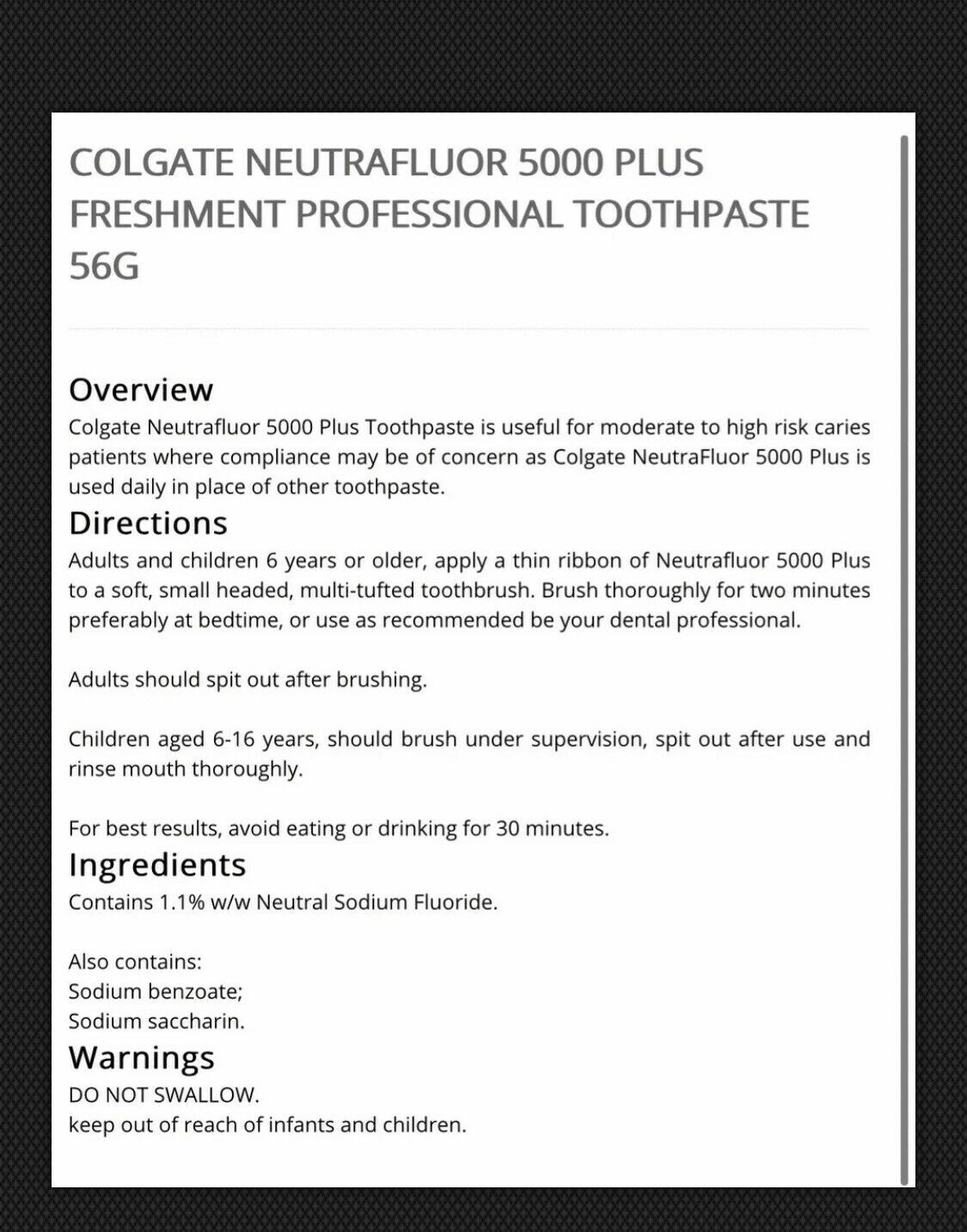 Colgate Neutrafluor 5000 Plus Fluoride Freshmint Professional ...