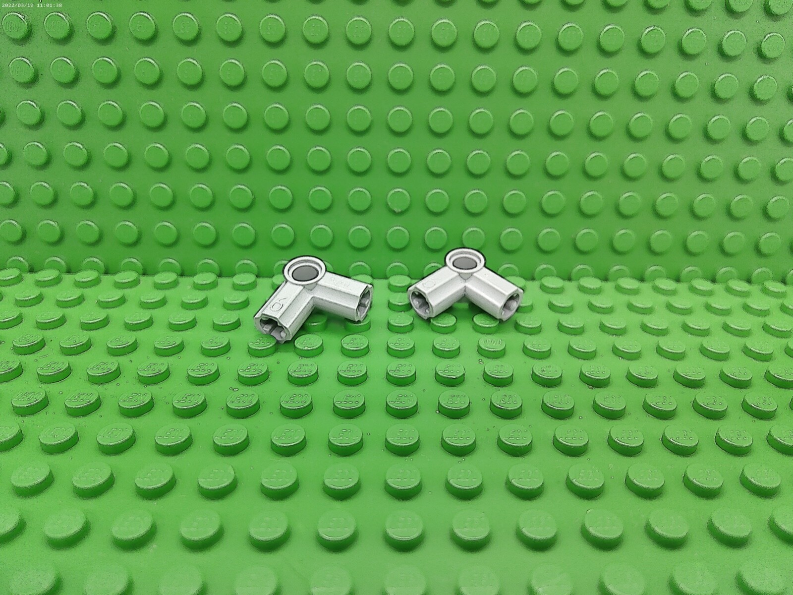 Lego 2 Light Bluish Gray technic axle and pin connector grooved #6 NEW ...