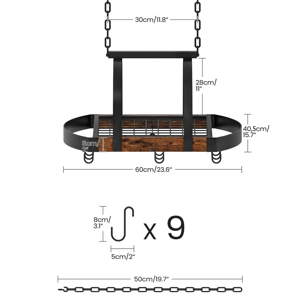 Hanging Pot Rack Pot Hanger for Kitchen Ceiling Mounted Pot Holder ...