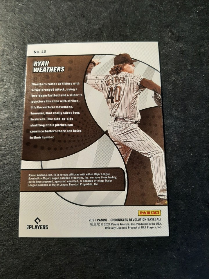 2021 Panini Chronicles Revolution Baseball Ryan Weathers RC #40 San ...