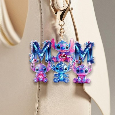 Personalized Disney Stitch Mom Kid Keychain Gift For Family Mom Grandma ...