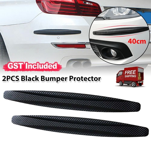 2x Car Carbon Fiber Anti-rub Collision Black Strip Bumper Corner ...