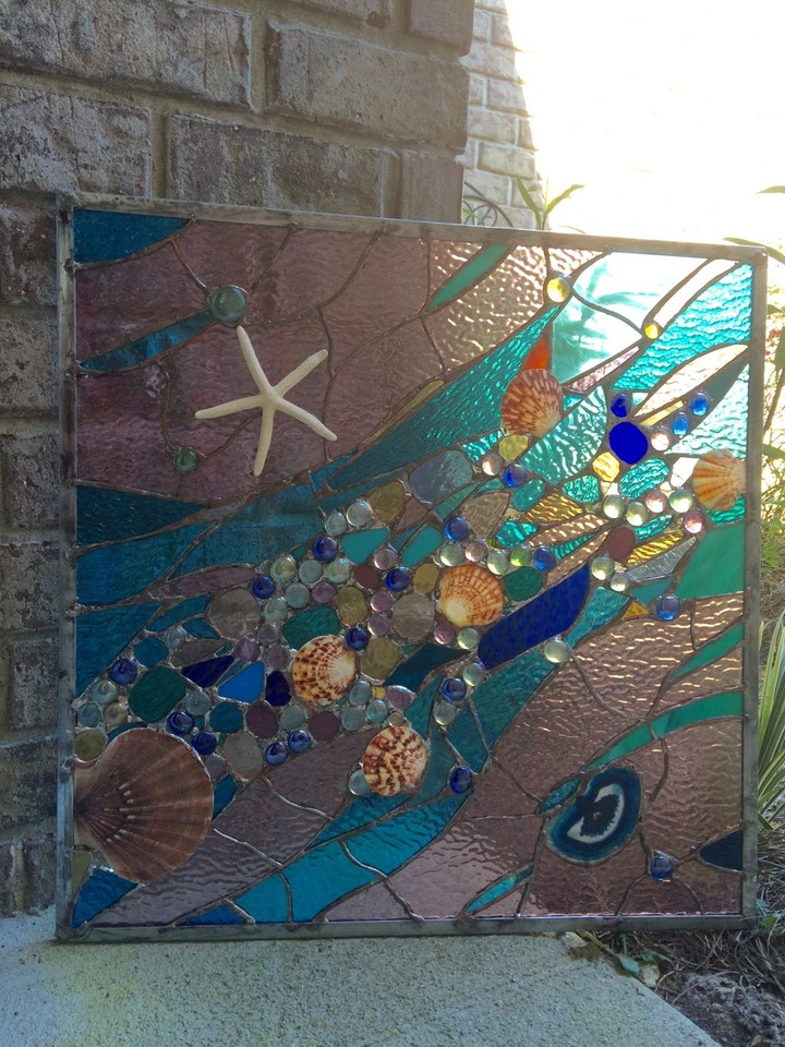 Stained Glass Window Tropical Starfish Sea Shell Beach Suncatcher Sail ...