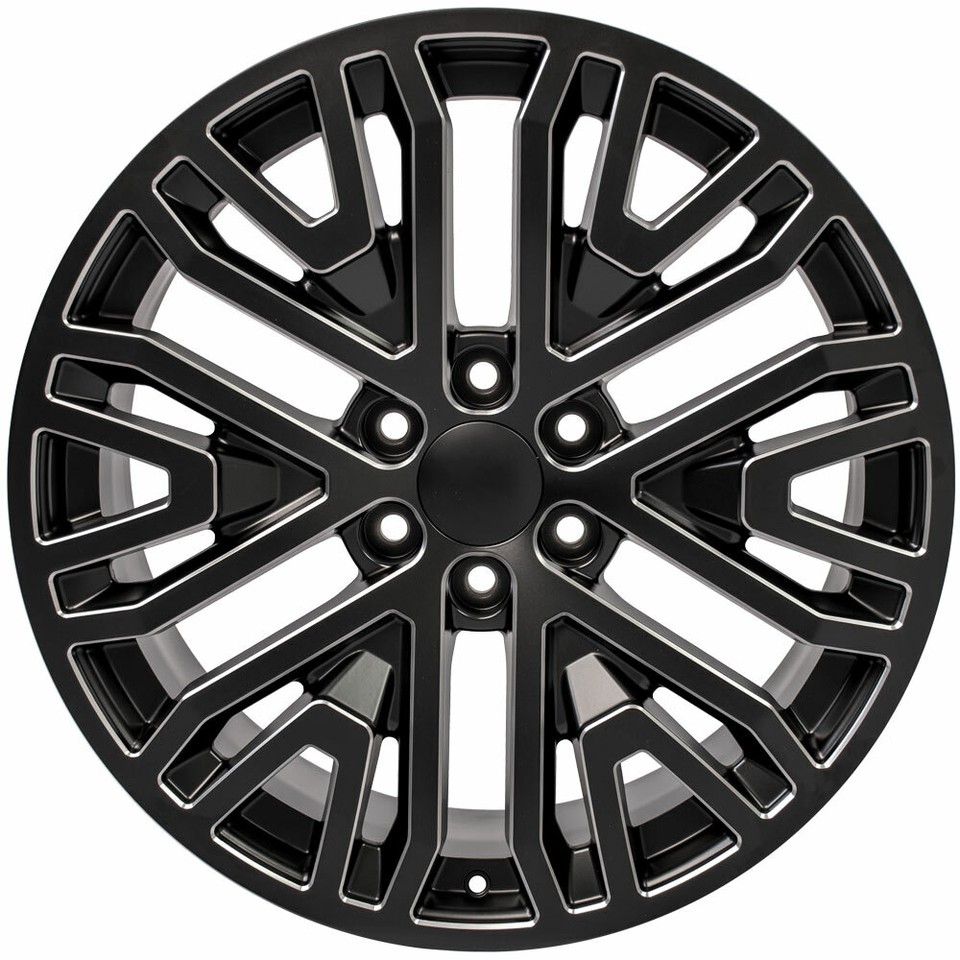 22" 84040799 Wheels fit GMC Sierra Black Milled Edge CV37 SET | eBay