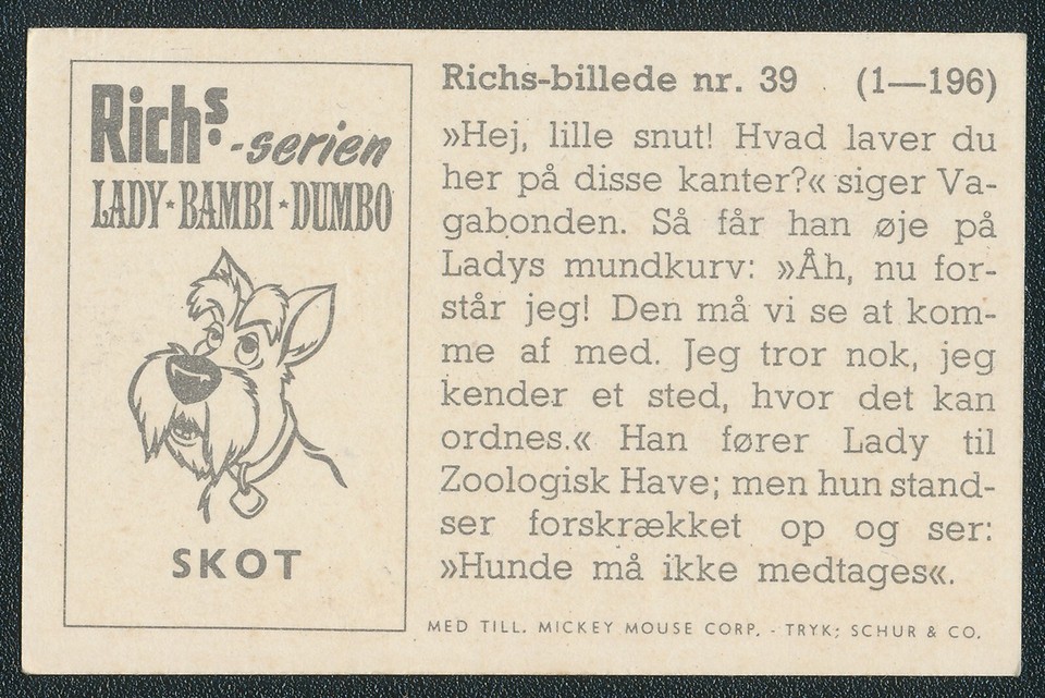 1956 RICH'S COFFEE WALT DISNEY LADY BAMBI DUMBO DUTCH TRADING CARD #39 ...