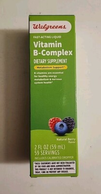 Walgreens Vitamin B-Complex Liquid Berry Flavor Metabolism Support 2 fl ...