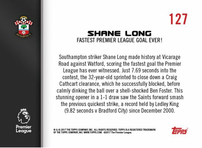2018-19 SHANE LONG FASTEST PREMIER LEAGUE GOAL EVER TOPPS NOW FOOTBALL ...
