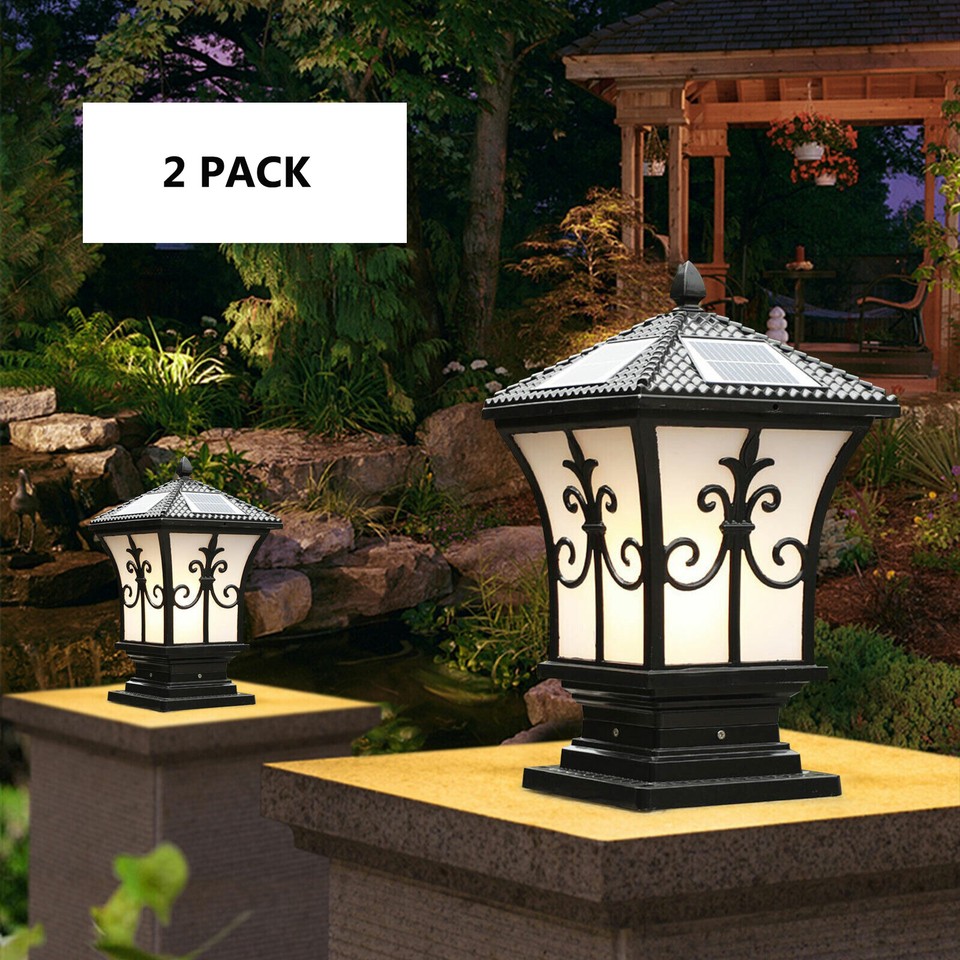 6pcs Solar Powered Outdoor LED Pillar Lights Post Lights Garden Yard ...