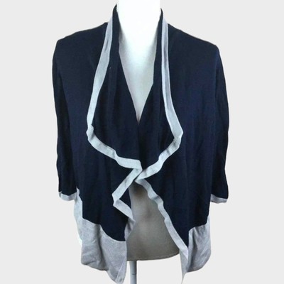 Covington Womens Small Navy Blue Gray Open Front Cardigan 100% Rayon | eBay