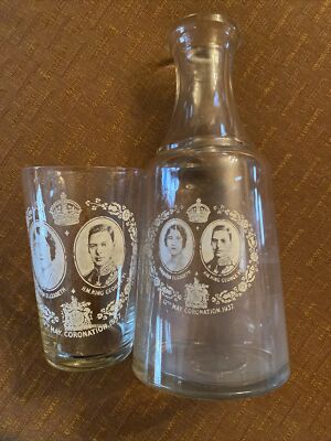 VTG 1937 Queen Elizabeth & King George VI Coronation RARE Water Pitcher ...