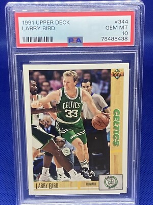 1991 LARRY BIRD UPPER DECK #344 CELTICS HOF PSA 10 Perfect Larry Legend ...