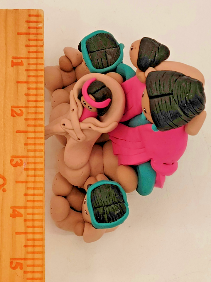 Handmade Clay Folk Art Storyteller Mother 4 Children VTG Mary Weaver ...