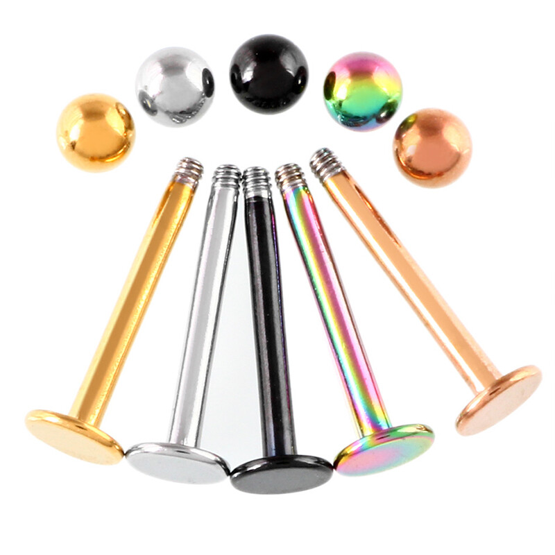 10Pcs/Set Surgical Steel Ball Stud Ear Bar Lip Nose Bar Body Piercing ...