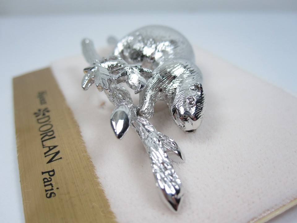 D'Orlan Rhodium Plated Beaver Brooch - 4700 | eBay