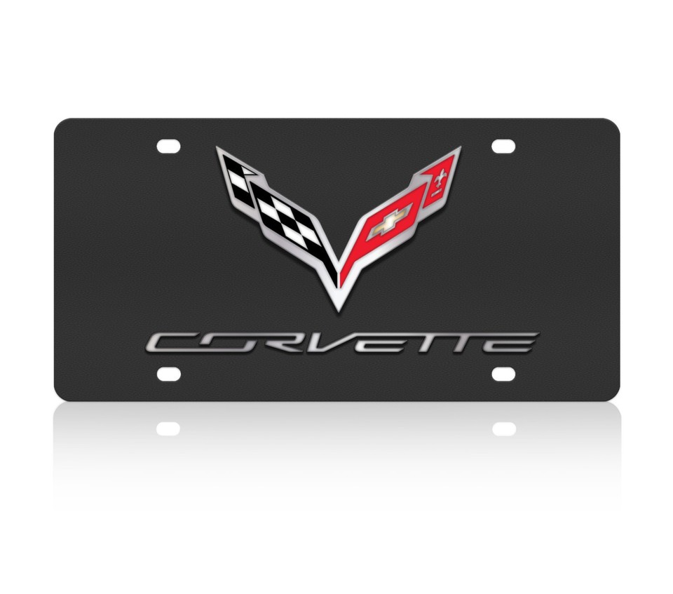 C7 Corvette Logo/Script Black Stainless Steel License Plate | eBay
