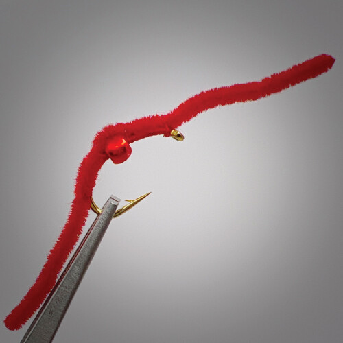 12 Pc San Juan Worm, Beaded Red - Fly Fishing Flies for Trout, Panfish ...