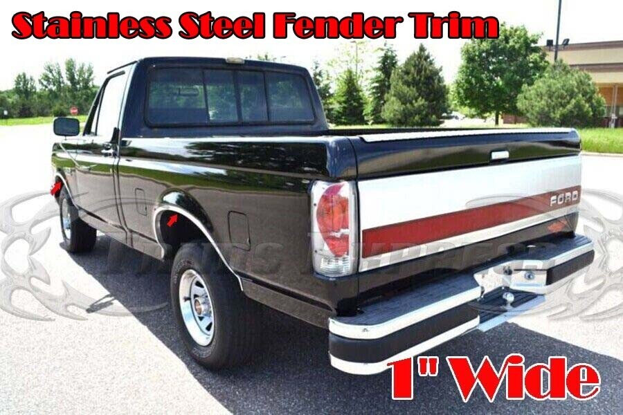 for:1987-1996 Ford F-150/Bronco/87-98 F-250/F-350 Fender Trim Stainless ...