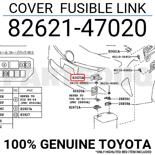 8262147020 Genuine Toyota COVER FUSIBLE LINK 82621-47020 | eBay