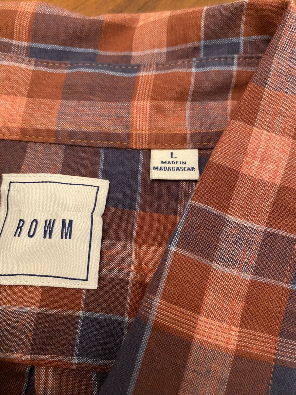 ROWM Mens L Long Sleeve Button up Flannel Shirt Multicolor Pocket 100 ...