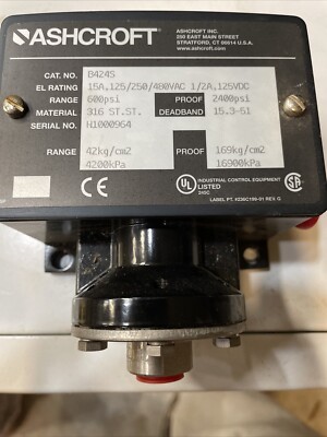 New Ashcroft B424S NEMA 4X Pressure Switch 30 PSI Stainless Steel | eBay