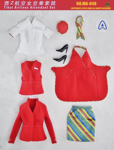 1/6 Red Tibxt Airlines Attendant Set F 12" Figure Body CUKE TOYS MA ...