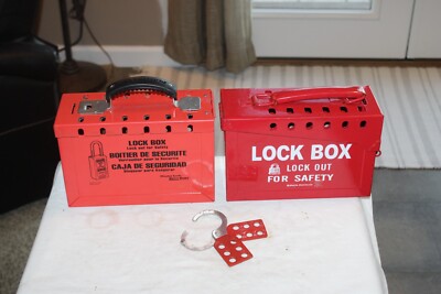 2 Master Lock Portable Group Lock Boxes 498A w/Tool | eBay