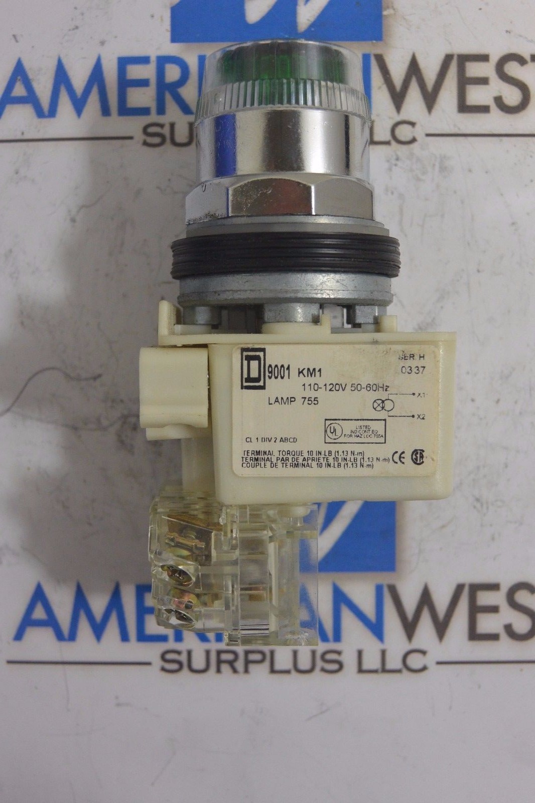 9001KM1 Square D GREEN Pushbutton Pilot Light 120v Push to Test Used ...