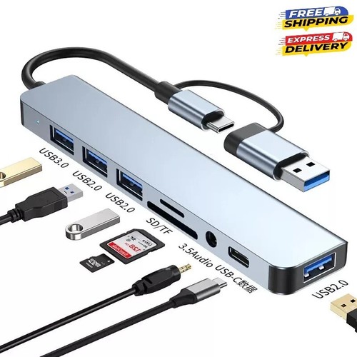 8 in 2 USB-C & USB-3.0 to Multifunction Splitter Docking Hub for ...