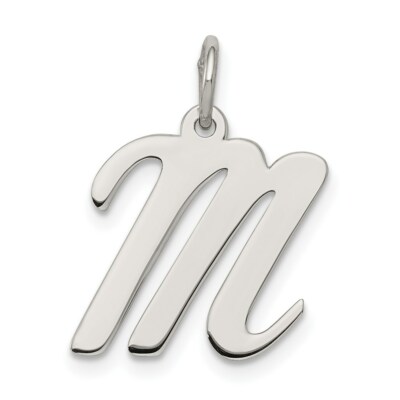 Sterling Silver 925 Script Letter M Initial Charm Pendant 0.71 Inch | eBay