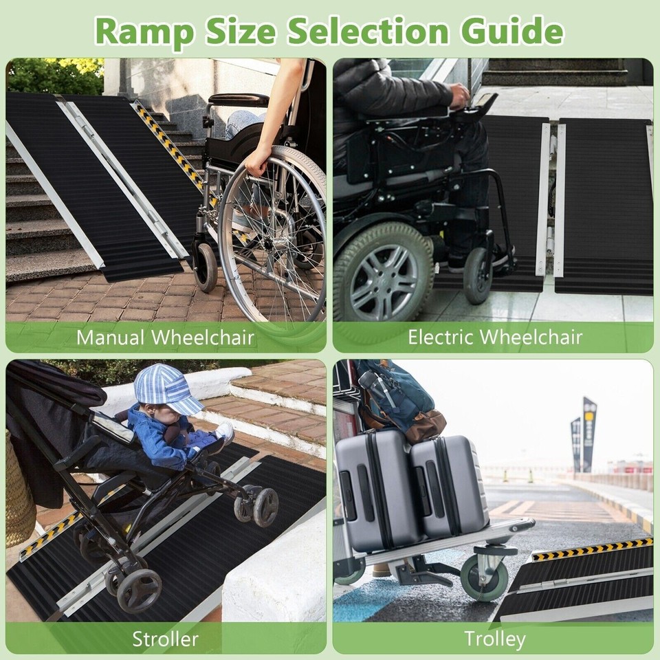 3FT Portable Aluminum Wheelchair Ramp Home Threshold Ramp w/Transition ...