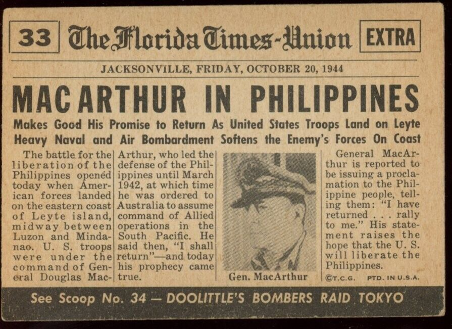 1954 Topps Scoop | #33 MacArthur Returns | VG-EX | eBay