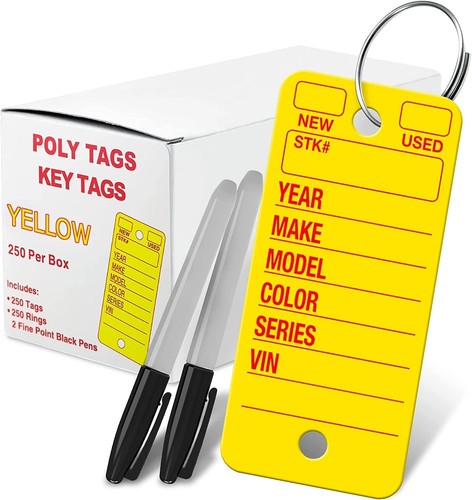 Poly Tag Key Tags with Ring (Yellow) – 250 Count. Includes 250 Yellow ...