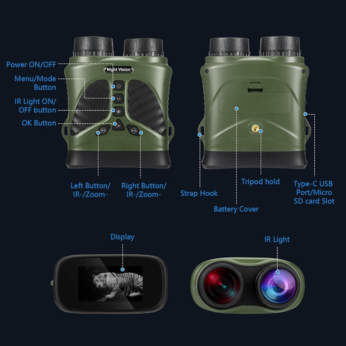 Night Vision Goggles - 4K Binoculars with 48MP and 3 8x, Green | eBay