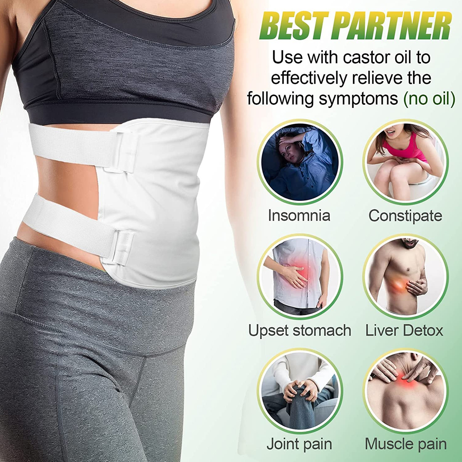 Castor Oil Pack Wrap Reusable Organic Washable Button Castor Oil Waist ...