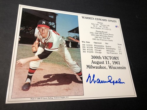 WARREN SPAHN SIGNED 300th VICTORY 8X10 PHOTO CARD AUTOGRAPHED | eBay