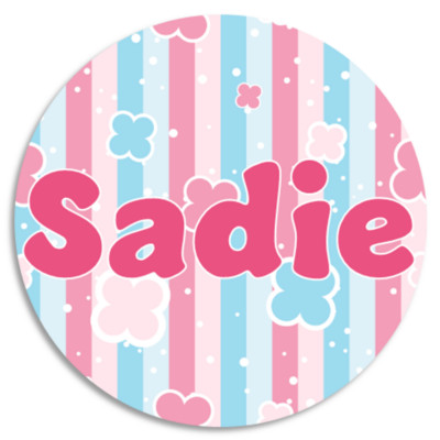 Sadie - Circle Sticker Decal 3 Inch - Name Tag Water Bottle School ...