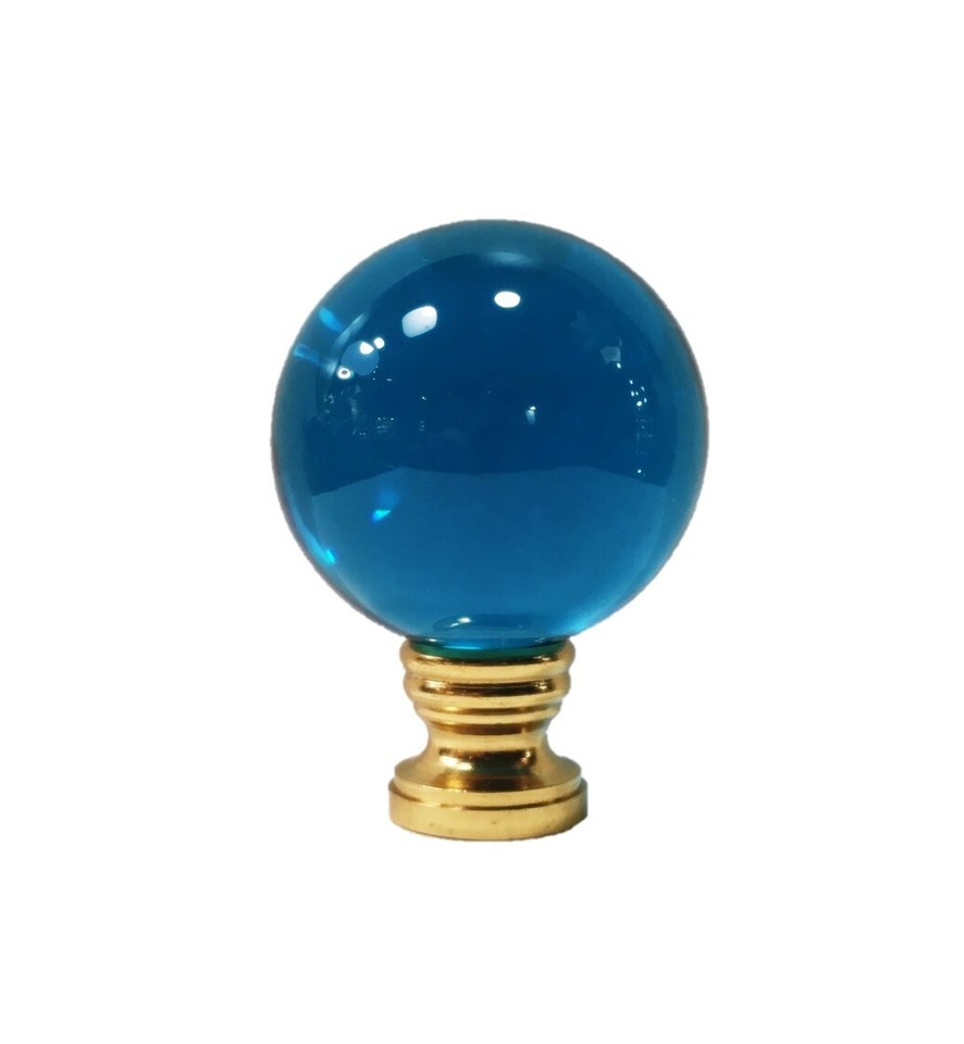 Lamp Finial-LARGE GLASS ORB in 10 Colors-Brass Base, 3 Finishes AB,CH ...