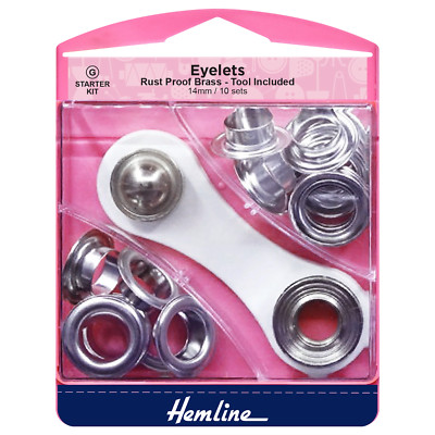 Hemline Eyelets Starter Kit: 14mm: Nickel and Silver: (G): 10 Pieces ...