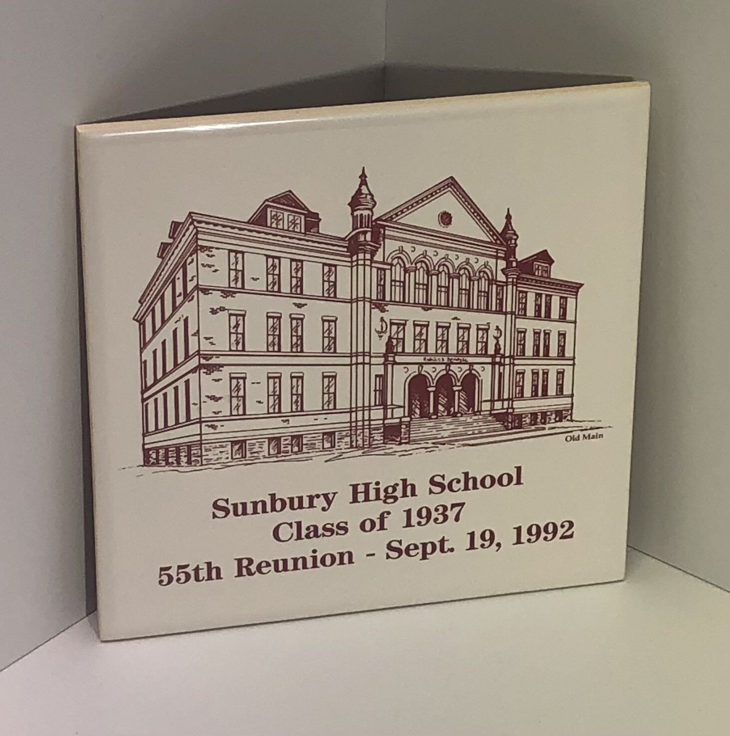 Vintage Class of 1937 Sunbury High School Ceramic Tile Trivet ...