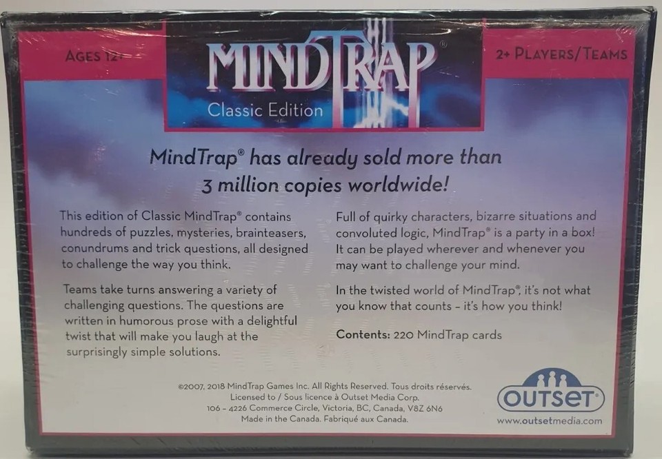 MINDTRAP CLASSIC EDITION PARTY GAME BY OUTSET NEW SEALED 2018 | eBay