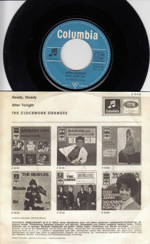 The Clockwork Oranges – Ready Steady / After Tonight - D-Columbia 1966 ...