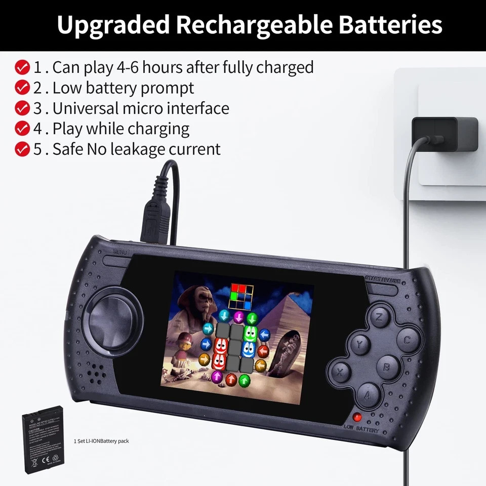 16 Bit Handheld Game for Kids Built-in 230 HD Classic Retro Video Games ...