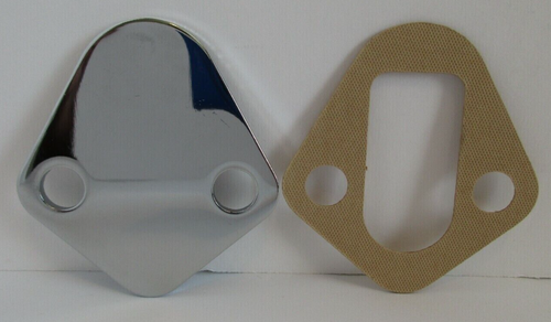 SB Ford 289 302 351W Chrome Fuel Pump Block Off Plate With Gasket Small ...